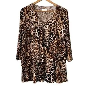 Susan Graver | Tops | Susan Graver Brown Leopard Print Liquid Knit ...